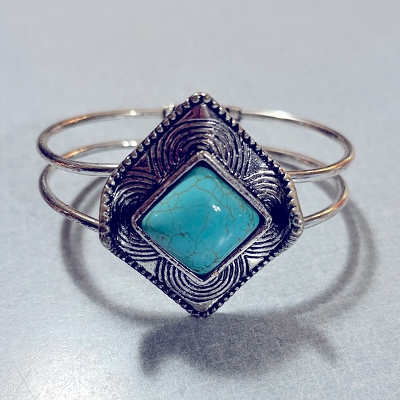Jewelry | Turquoise Silver Hinge Bracelet | Poshmark